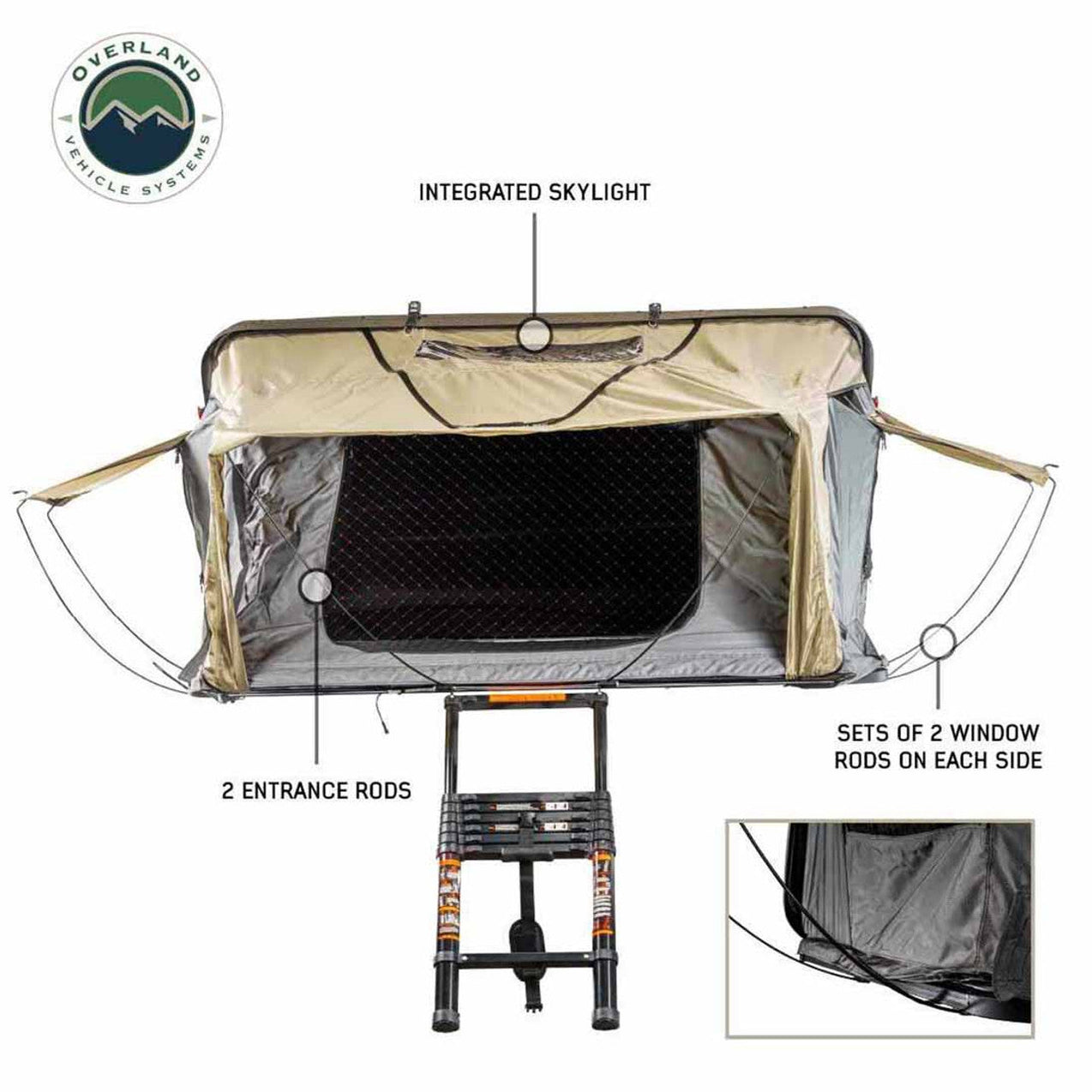 Overland Vehicle Systems HD Bundu Cantilever Hard Shell Roof Top Tent ...